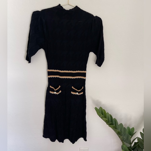 Dalia Macphee | Dresses | Dalia Macphe Black Knit Dress With Pearl Embellishments Size Medium ...